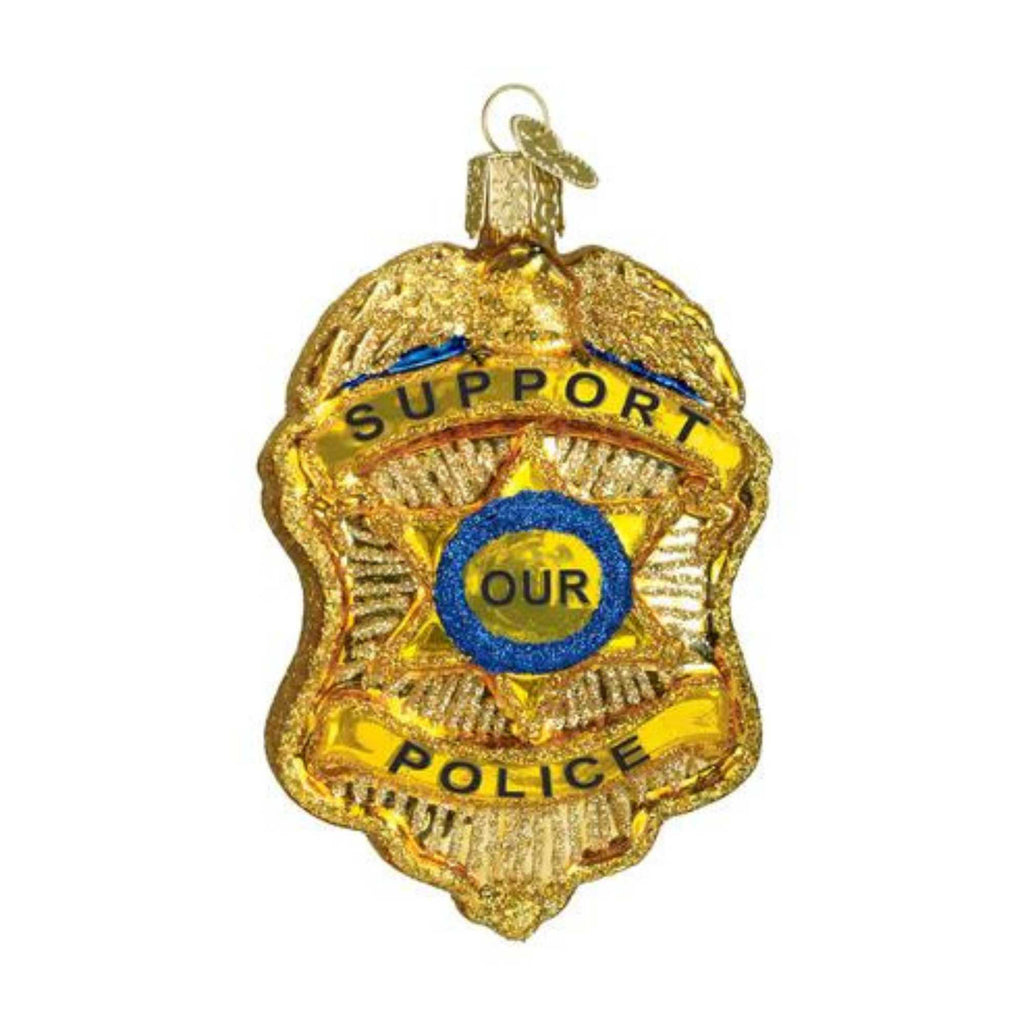 Old World Christmas 3.75In Police Badge, Glass, Public Safety Service ...