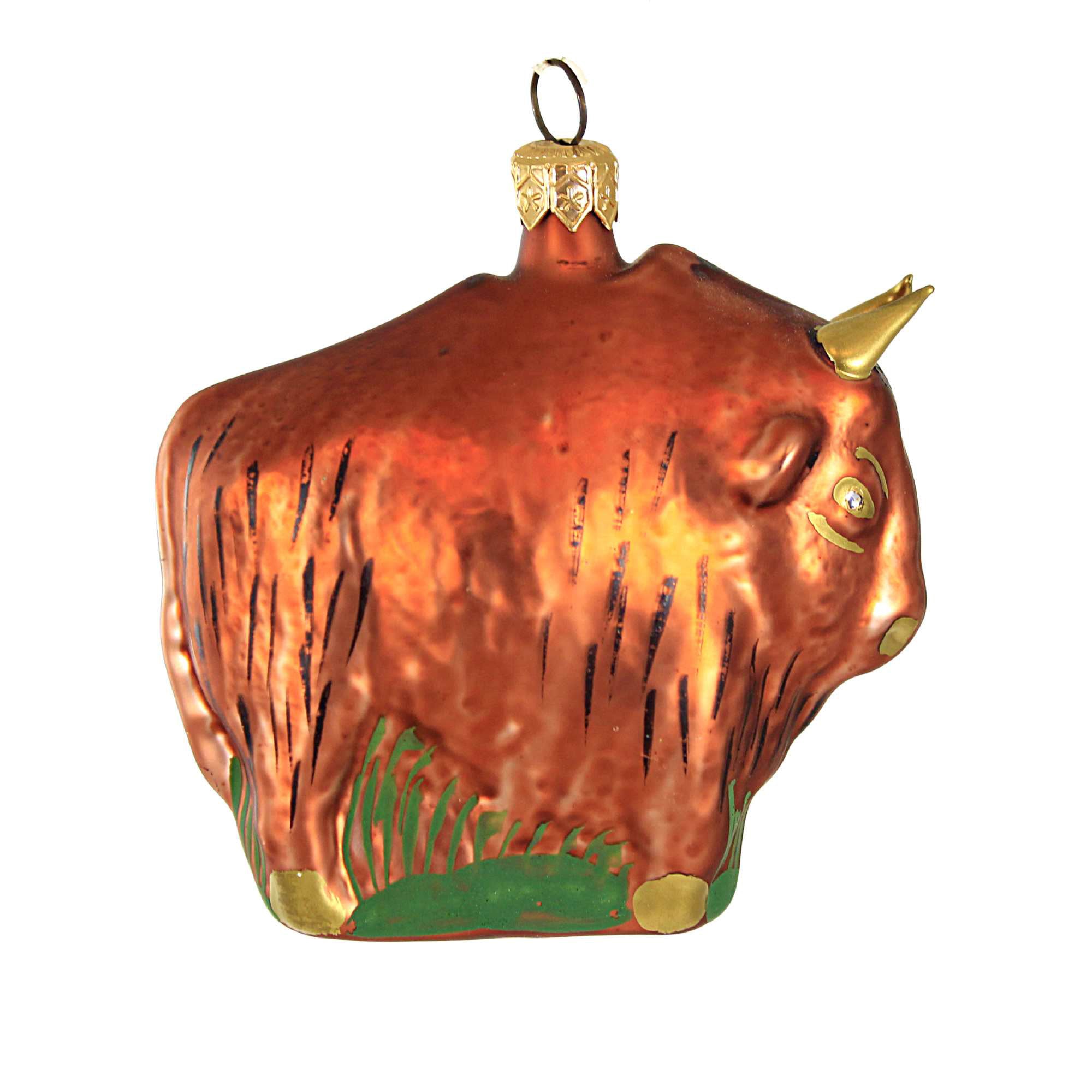 Larry Fraga Gold Buffalo Blown Glass Ornament Wildlife Indian 6001B ...