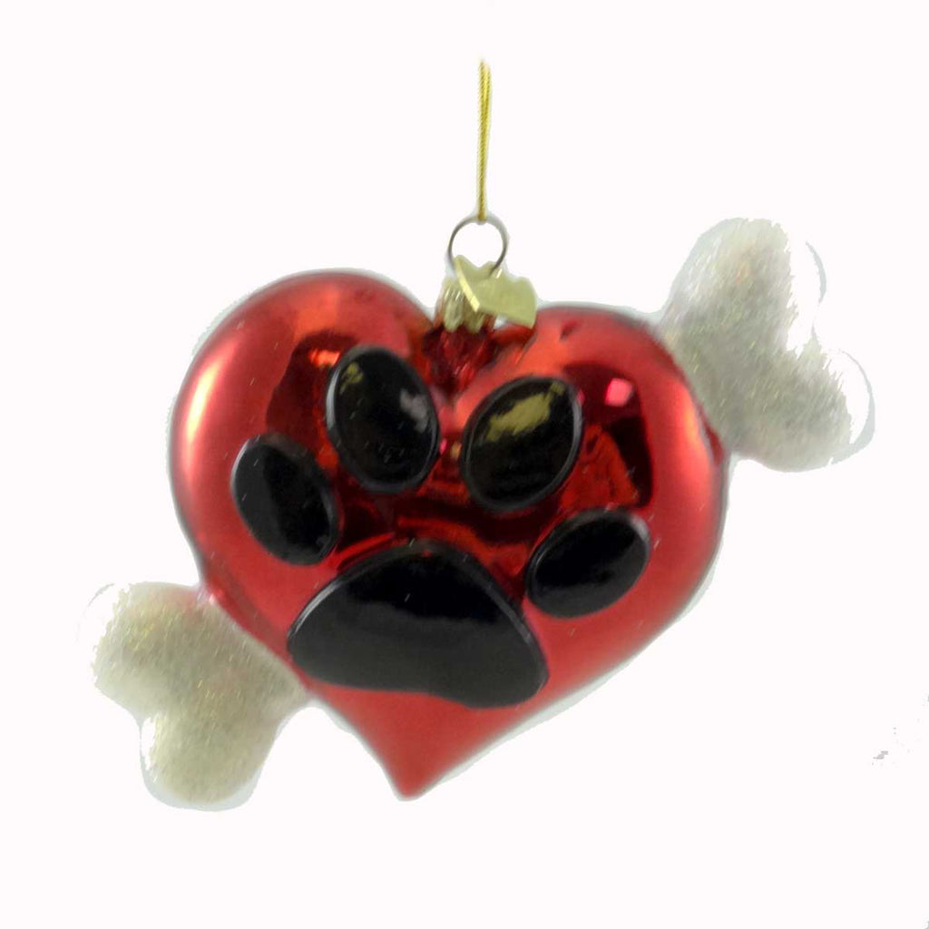 Noble Gems 3.50In Heart Dog Bone, Glass, Ornament Pet Paw Nb0244 ...