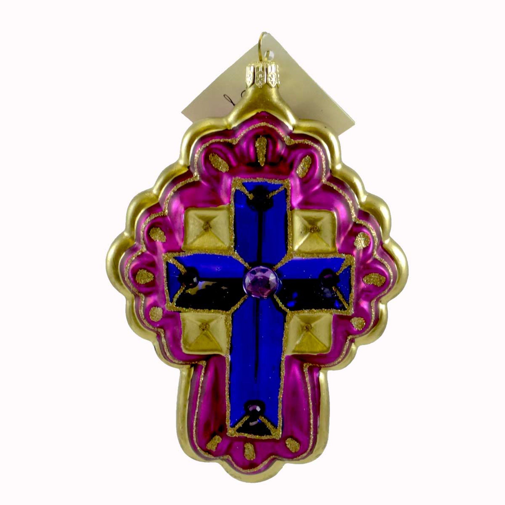 Laved Italian Ornaments Purple Cross Glass Christmas Mouth Blown Glass ...