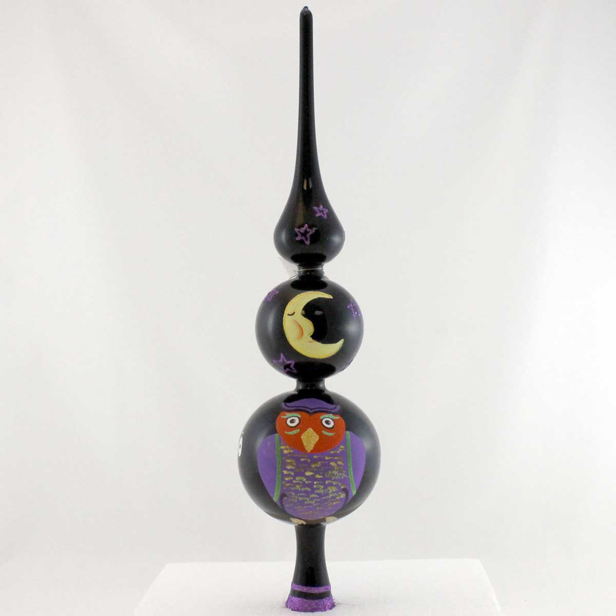 Laved Italian Ornaments Halloween Owl Moon Finial Glass Italian Tp007 ...