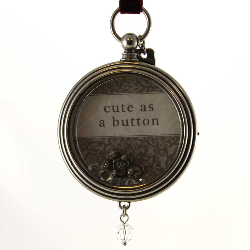 Holiday Ornament Cute As A Button Keepsake Locket Metal Christmas ...