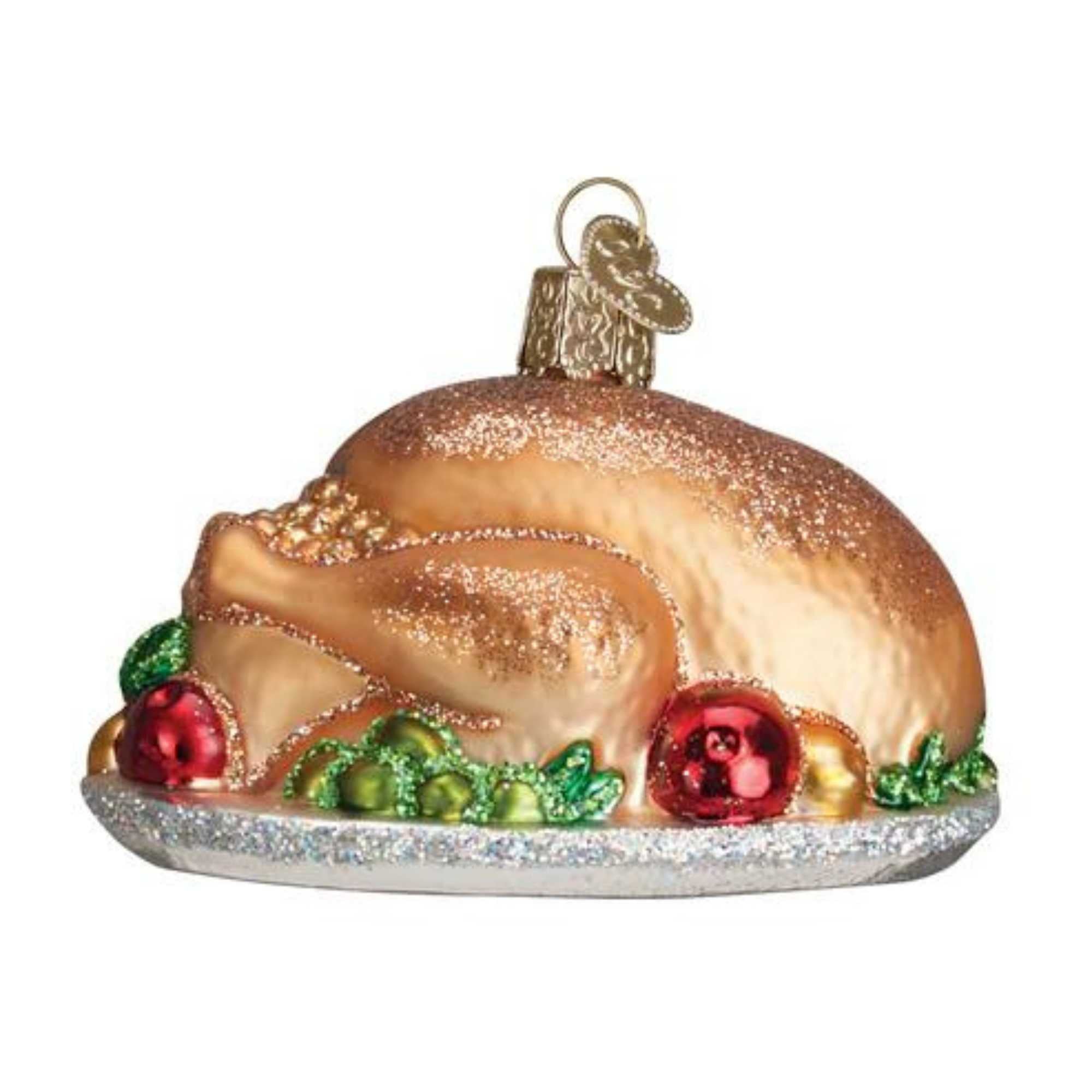 Old World Christmas Turkey Platter Glass Ornament Thanksgiving ...