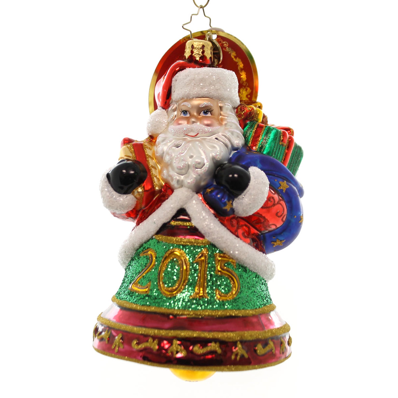 Santa Clapper - 6 Inch, Glass - Dated 2015 Ornament Bell 1017792 ...