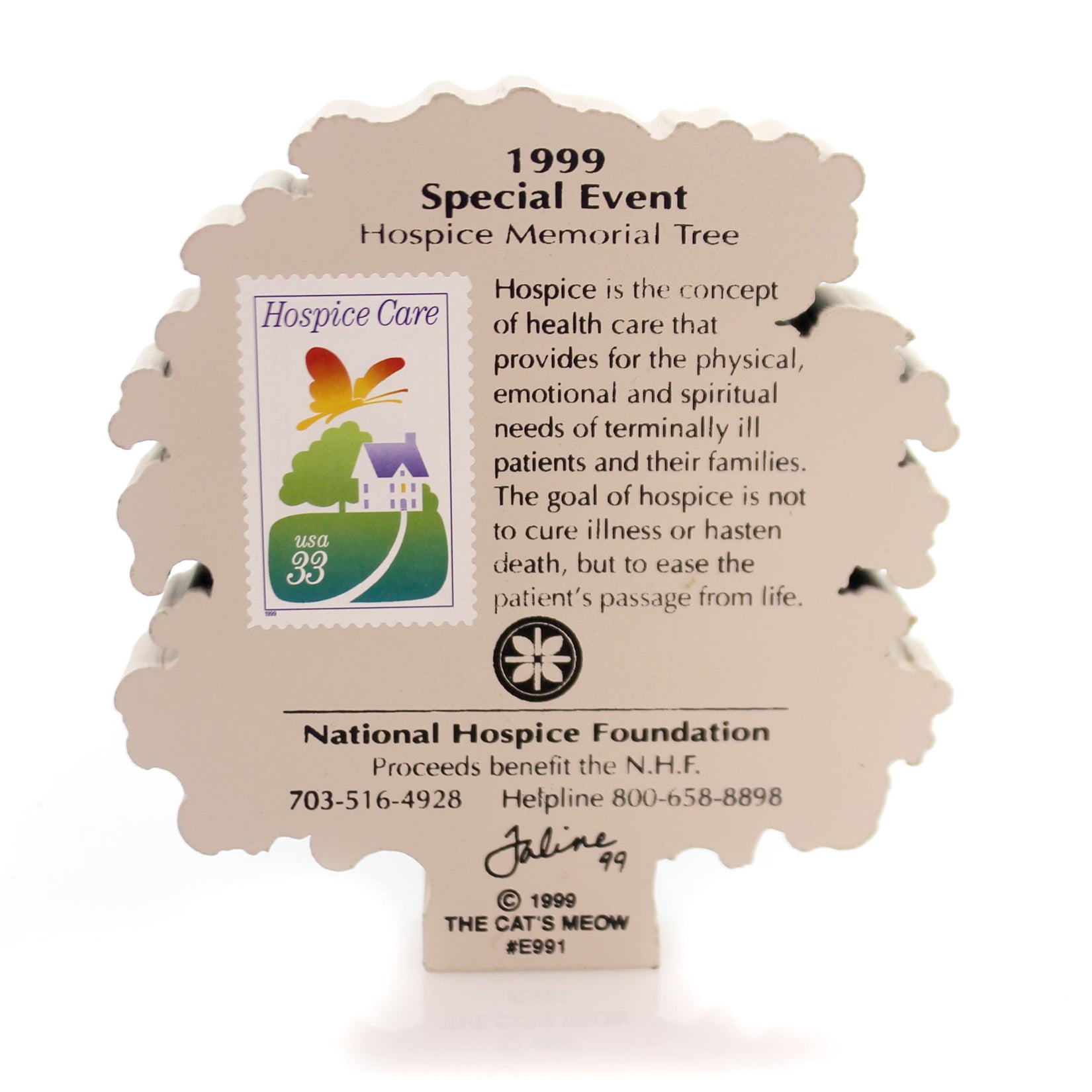 Cat's Meow Village 4.00In Hospice Memorial Tree, Wood, 1999 Event ...