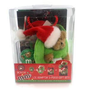 Boyds Bears Plush Lil' Sumptin' Fabric St/3 Green M & M Santa 919064 ...