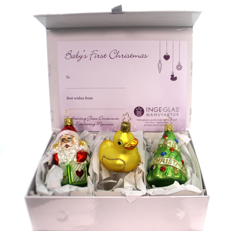 Inge Glas Baby's First Christmas Gift Set - Three Ornaments 3.5 Inch ...
