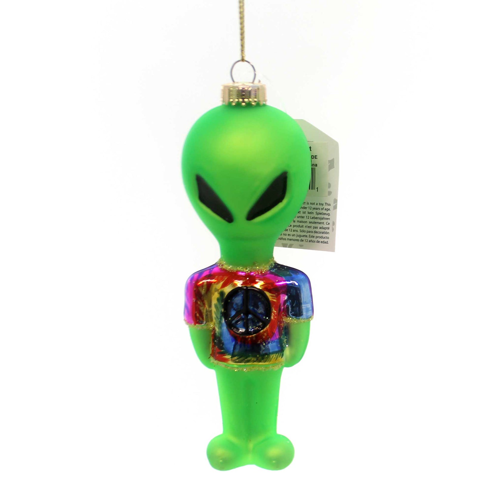 Holiday Ornament Alien W/ Tye Dye Shirt Glass Martian Outer Space Peace ...
