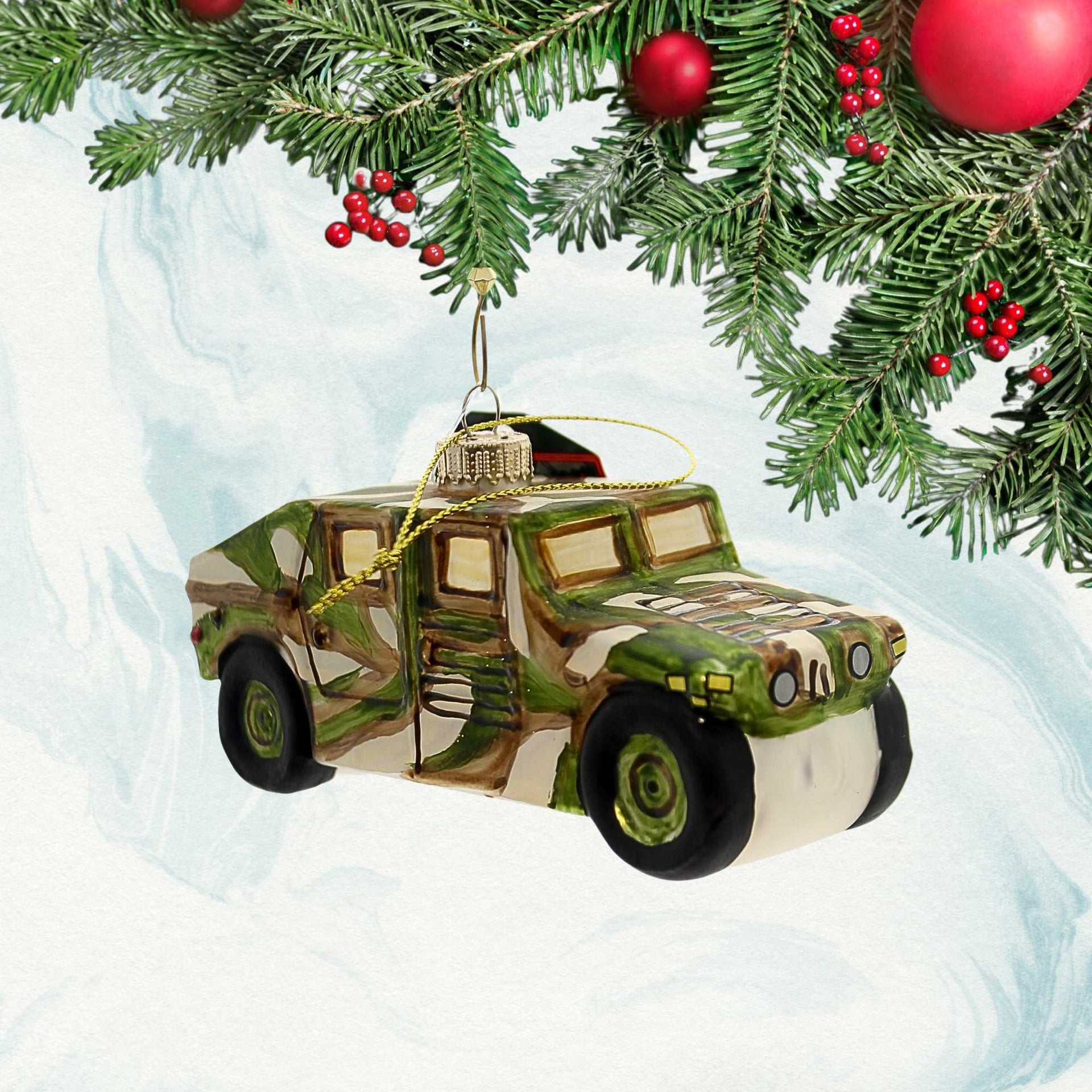 Holiday Ornaments Army Military Humvee Glass Service U.S. Vehicle 30505 ...