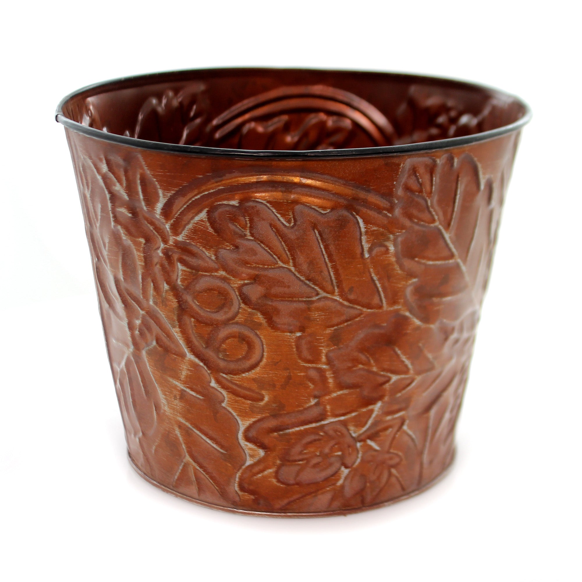 Home Decor Fall Embossed Tin Pot Cover Tin Autumn Leaves | SBKGifts.com