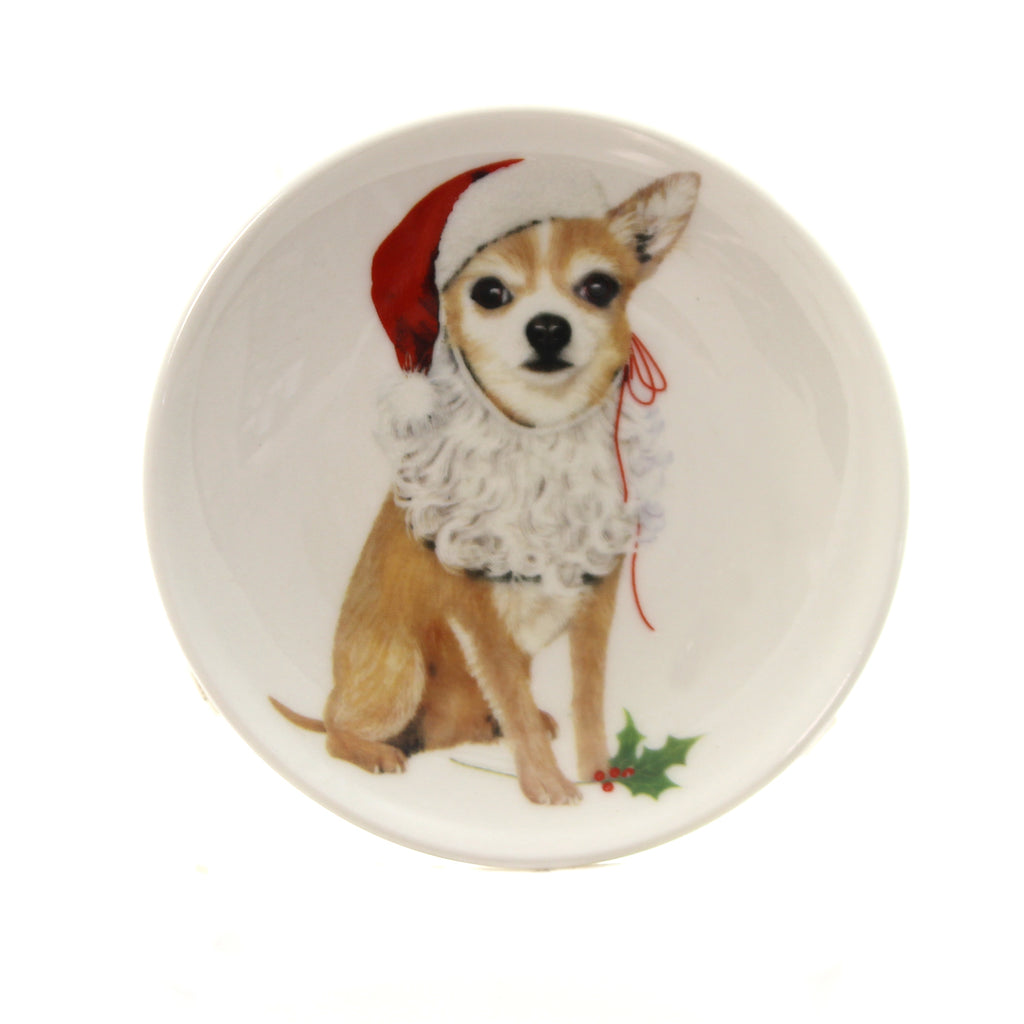 Tabletop Christmas Pet Trinket Dish Stoneware Dog Santa Beard Puppy ...