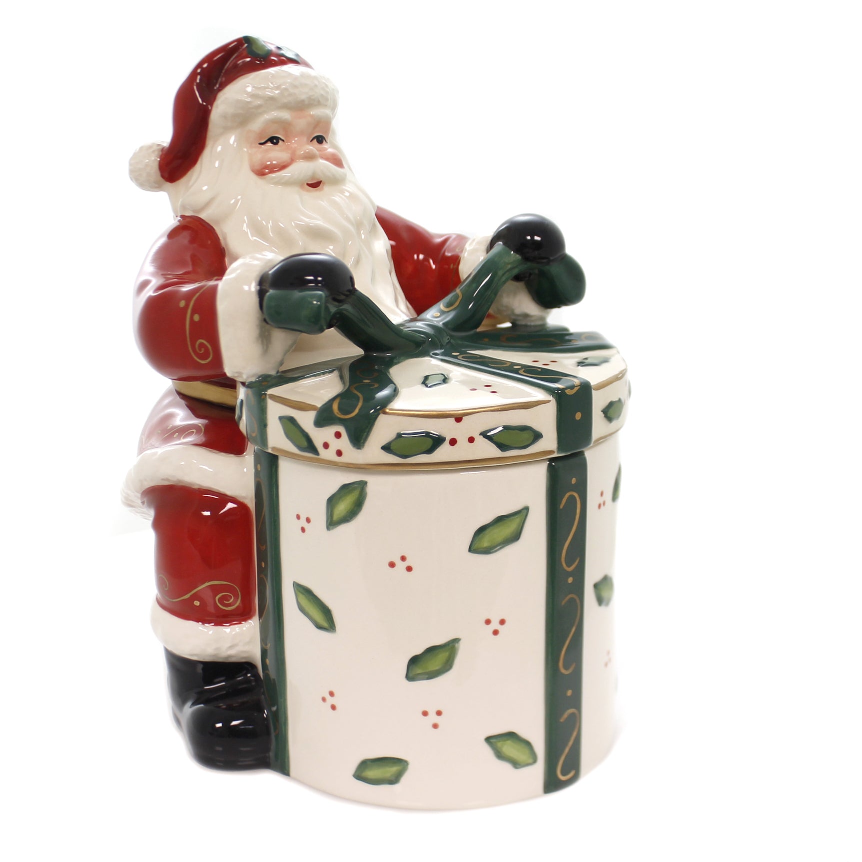 Tabletop Santa W/Gift Cookie Jar Ribbon Bow 10455 | SBKGifts.com