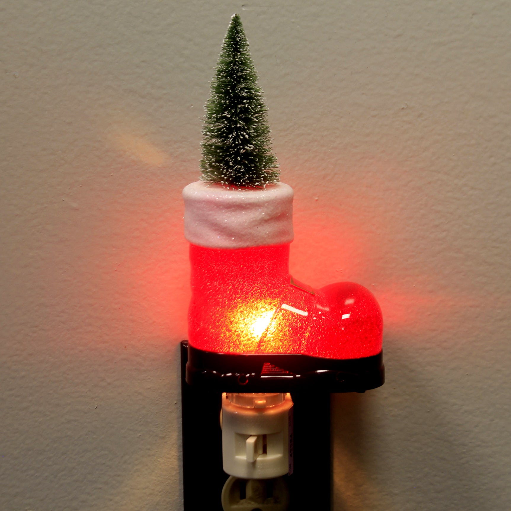 Christmas Santa's Boot Night Light Plastic Tree Electric Plug-In 160186 ...