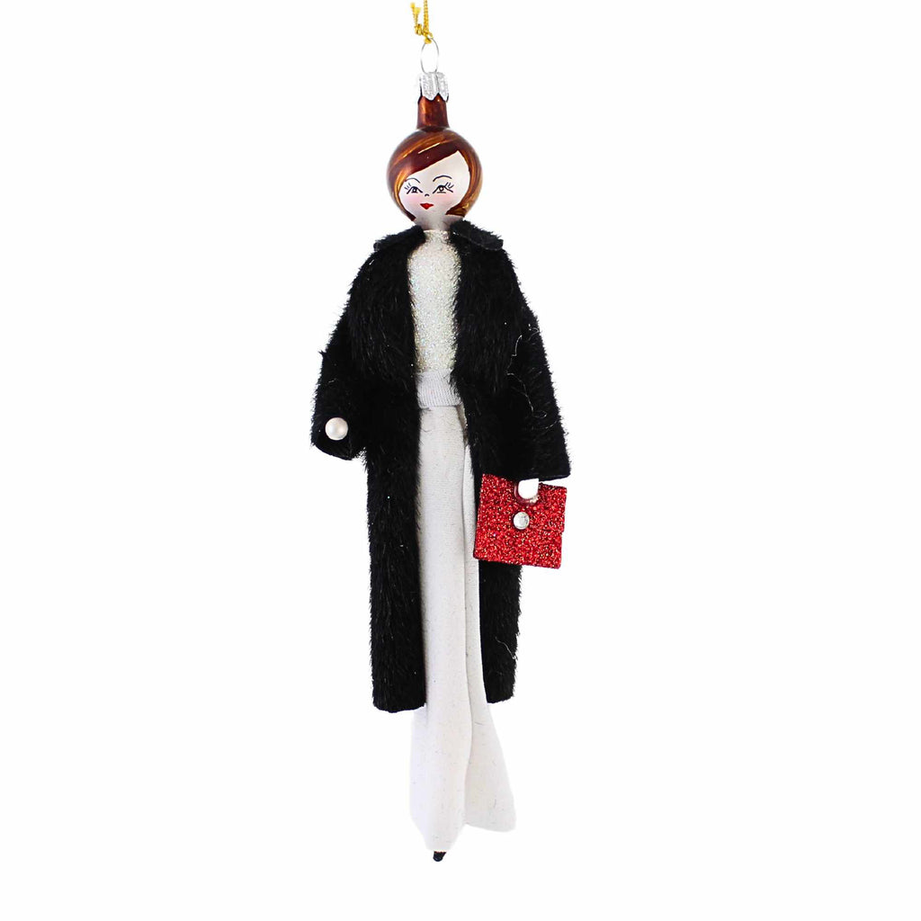 De Carlini Italian Ornaments 7.00In Jeanette In Faux Sable, Glass ...