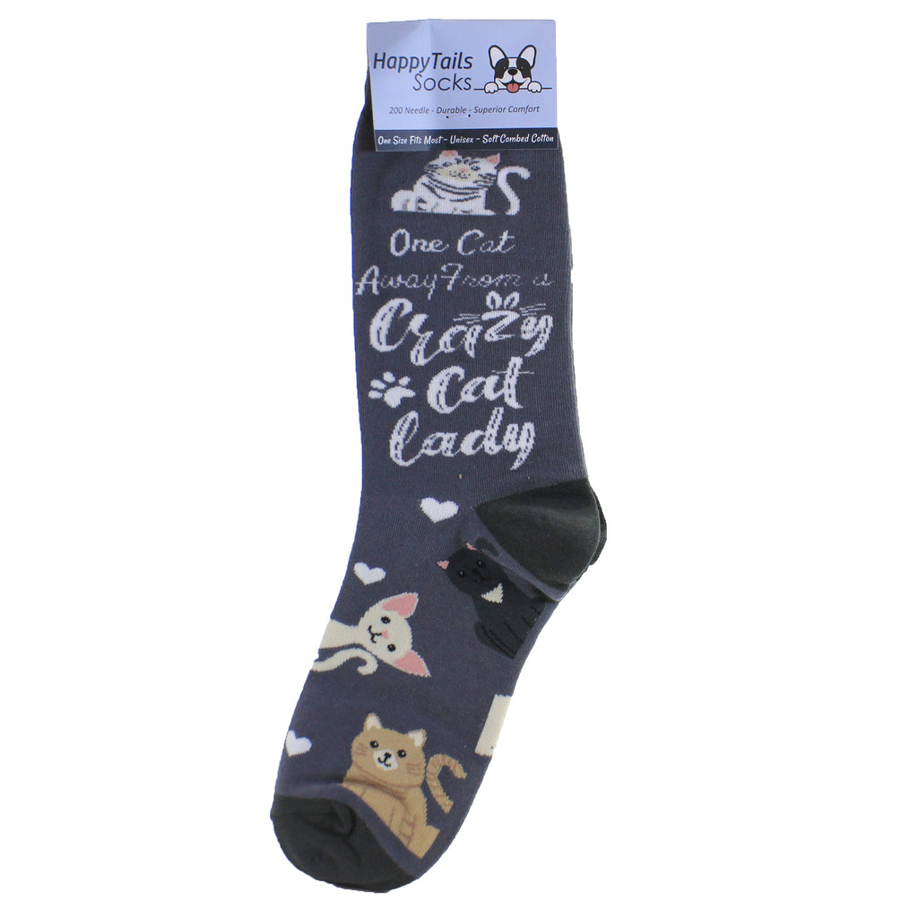 Novelty Socks Crazy Cat Lady Happy Tails Sock Premium Quality Soft ...