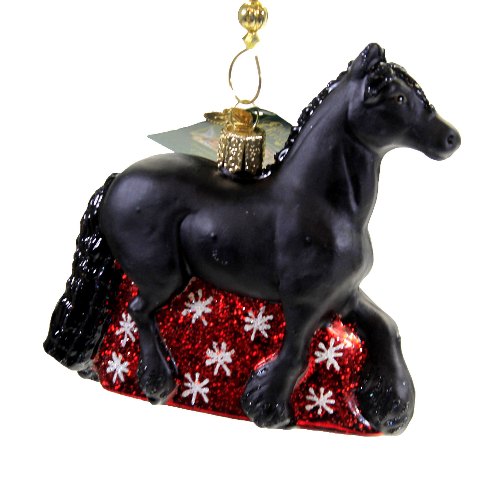 Old World Christmas Friesian Horse Glass Netherlands 12589 | SBKGifts.com