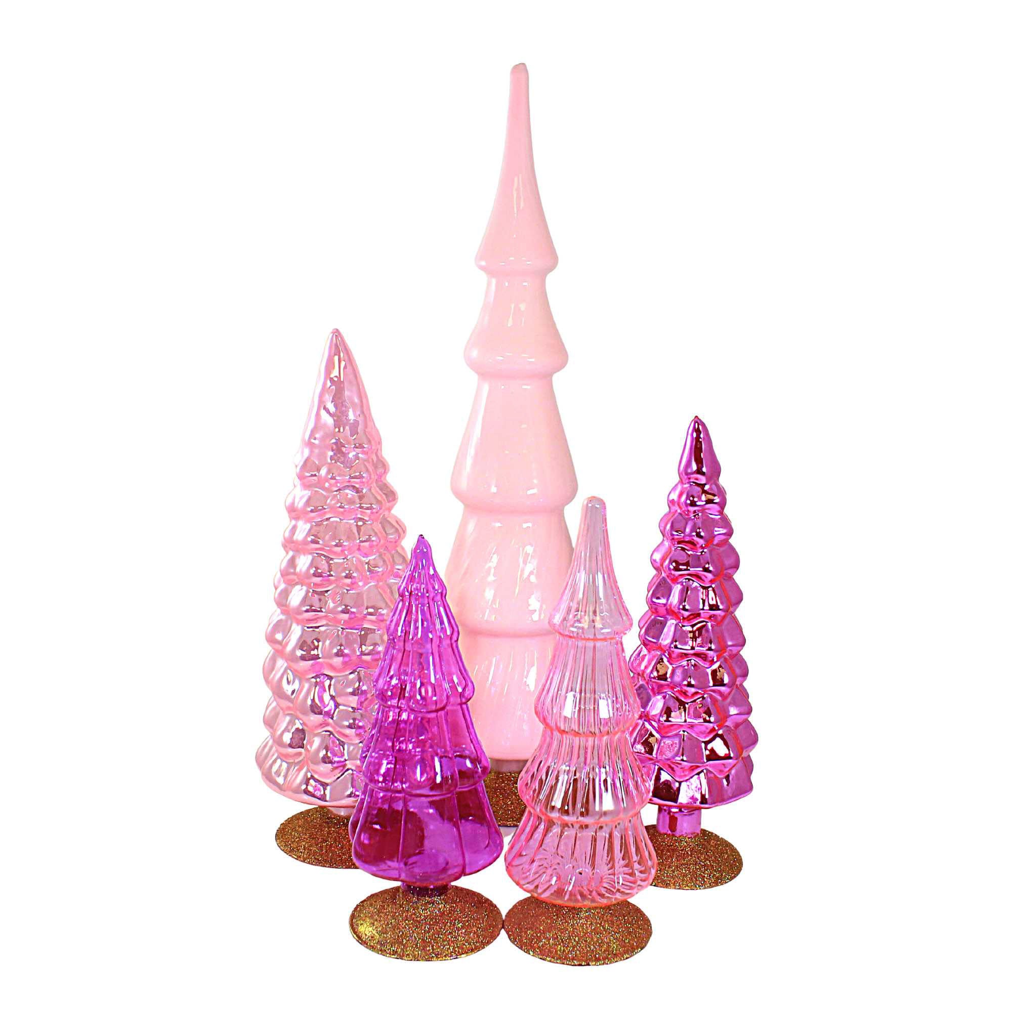 Cody Foster Pink Glass Hued Trees S/5 - 5 Glass Trees 17 Inch, Glass ...