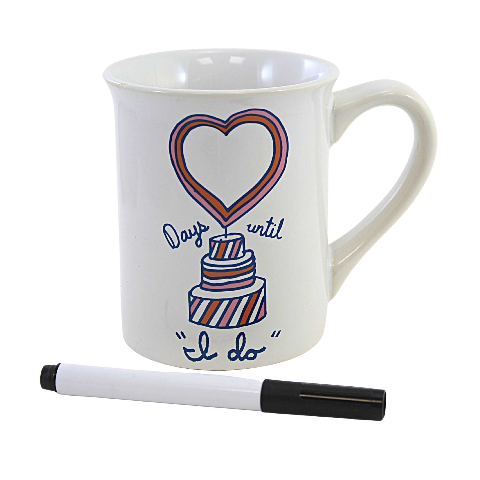 Tabletop Wedding Countdown Dry Erase Mug Stoneware Pen Days Until I Do ...
