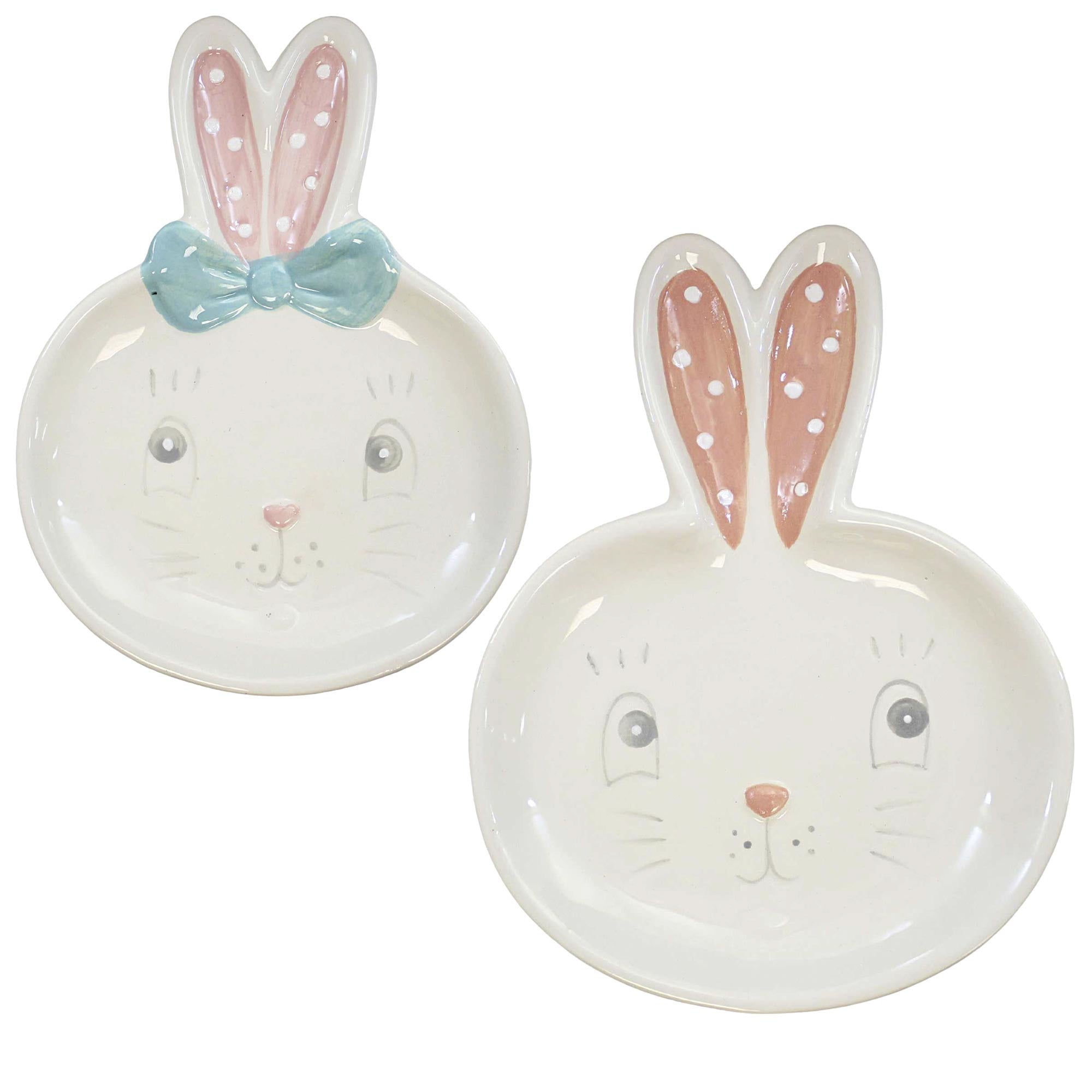 Tabletop Dottie Bunny Plates Dolomite Rabbit Ears Easter Spring A7180 ...