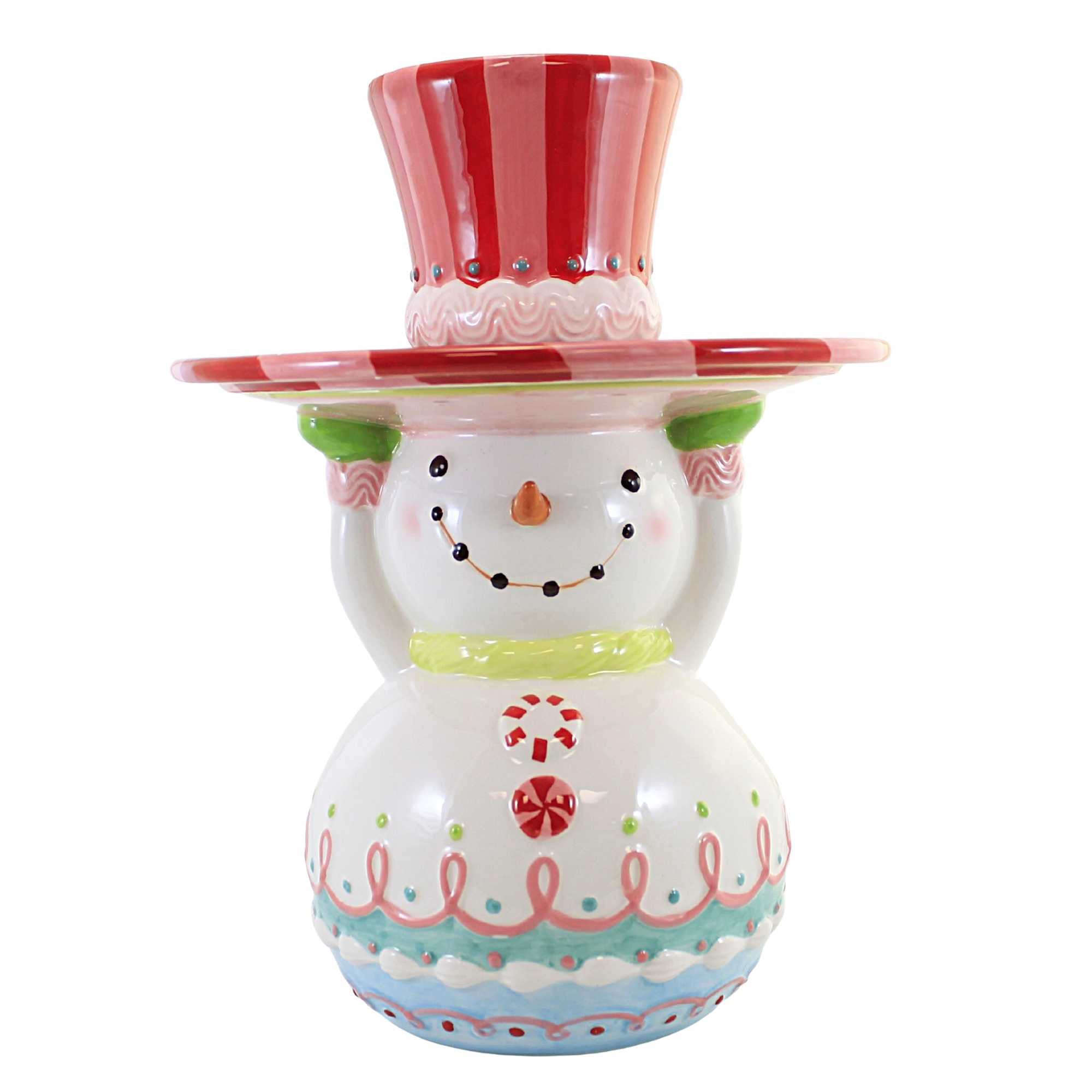 Tabletop Sweet Treat Snowman Server S/2 Peppermint Cake Stand Chip Dip ...