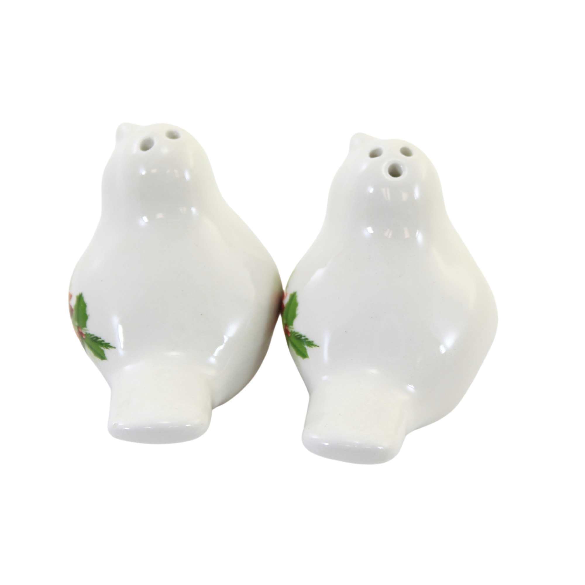 Tabletop Dove Salt And Pepper Set Ceramic Christmas Birds Poinsettia ...