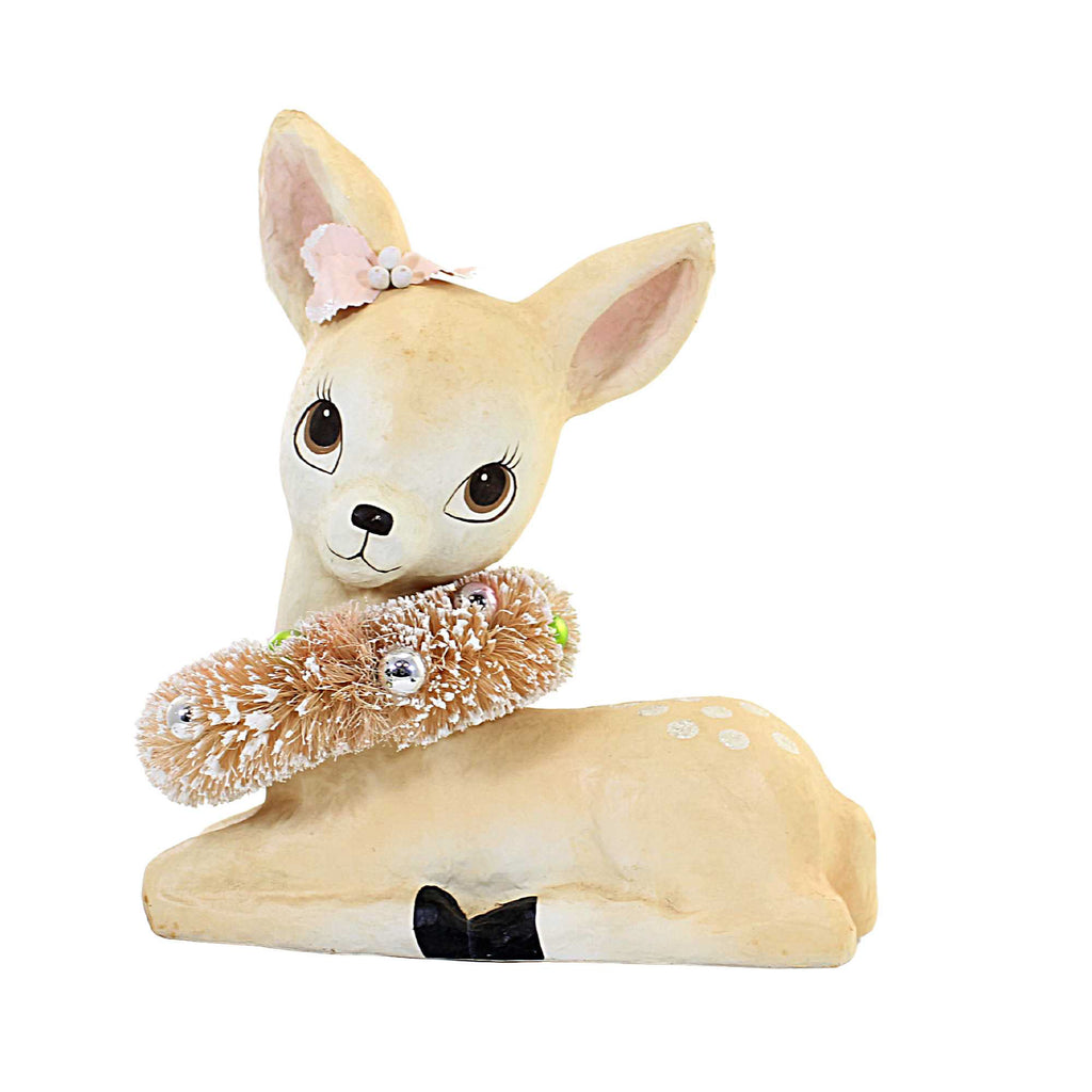 Christmas Pastel Fawn With Wreath Paper Mache Retro Inspired Deer ...