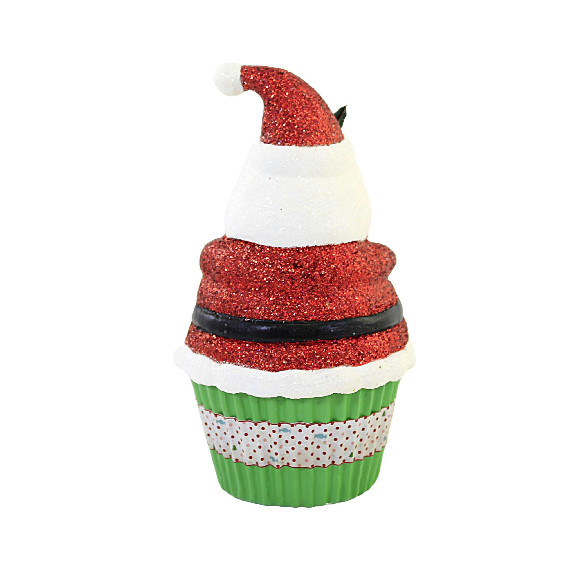 Christmas Santa Claus Cupcake Container Polyresin Frosting Glittered ...
