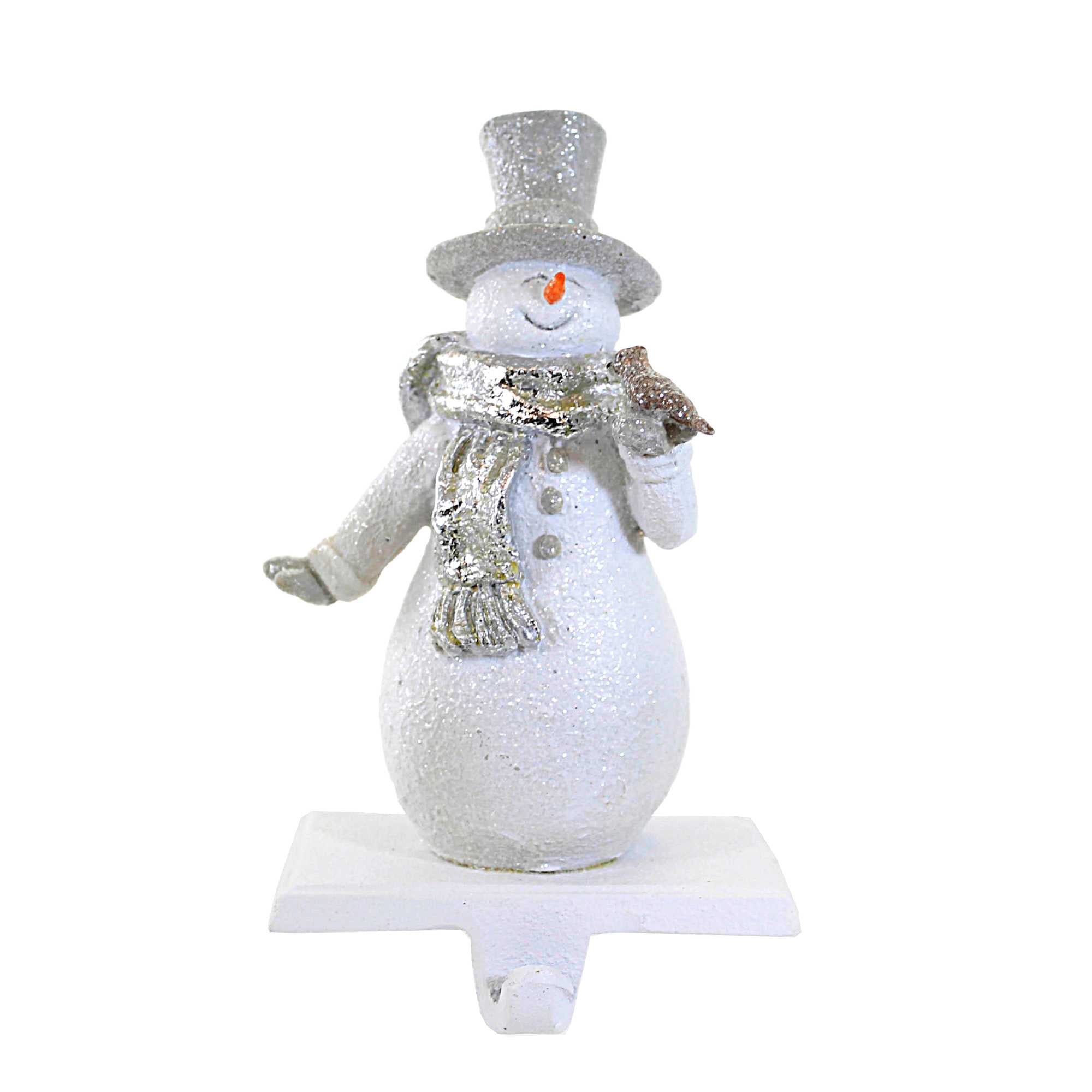 Christmas Snowman W/Scarf Stocking Holder Polyresin Silver Hat Scarf ...
