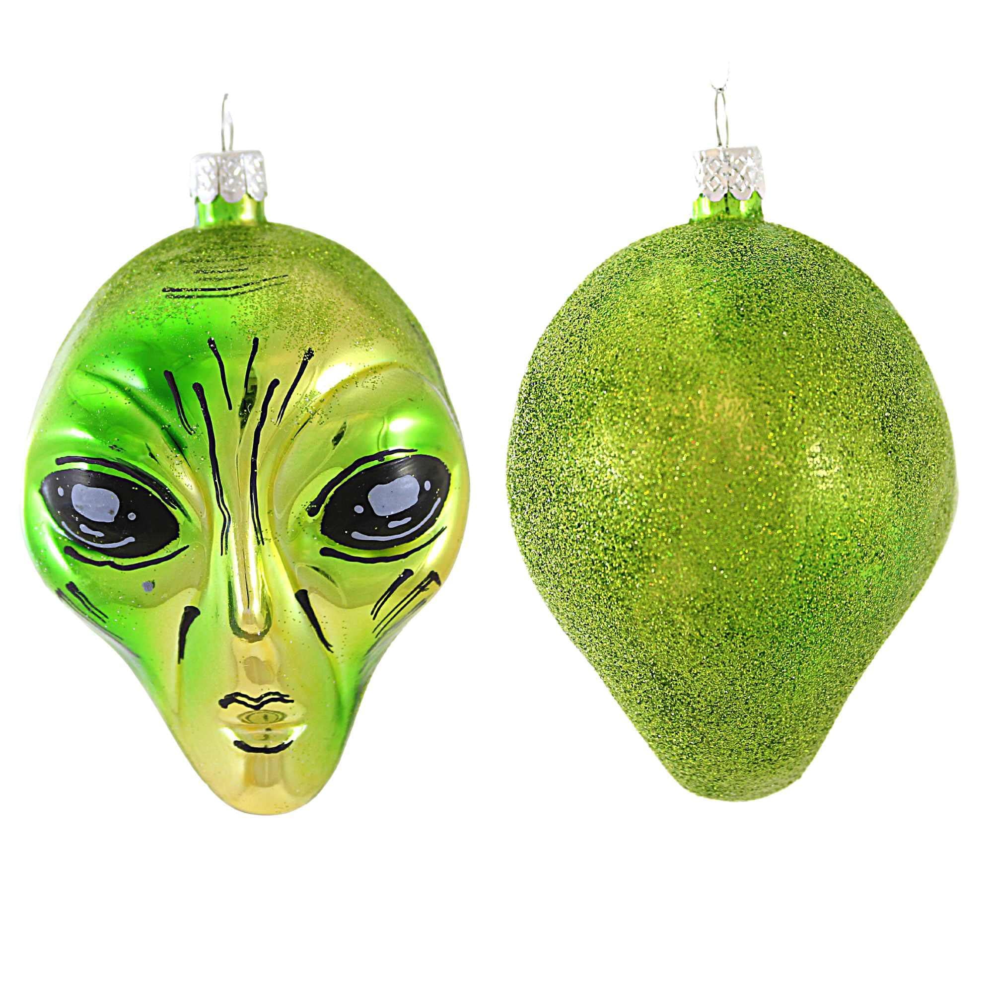 Craftoutlet.Com Alien Heads - Two Ornaments 3.5 Inch, Glass - Space ...