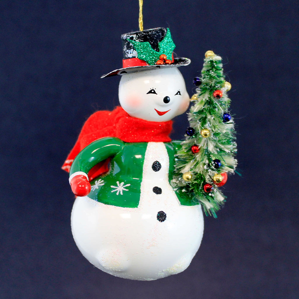 De Carlini Italian Ornaments 5.50In Jolly Snowman With Christmas Tree ...