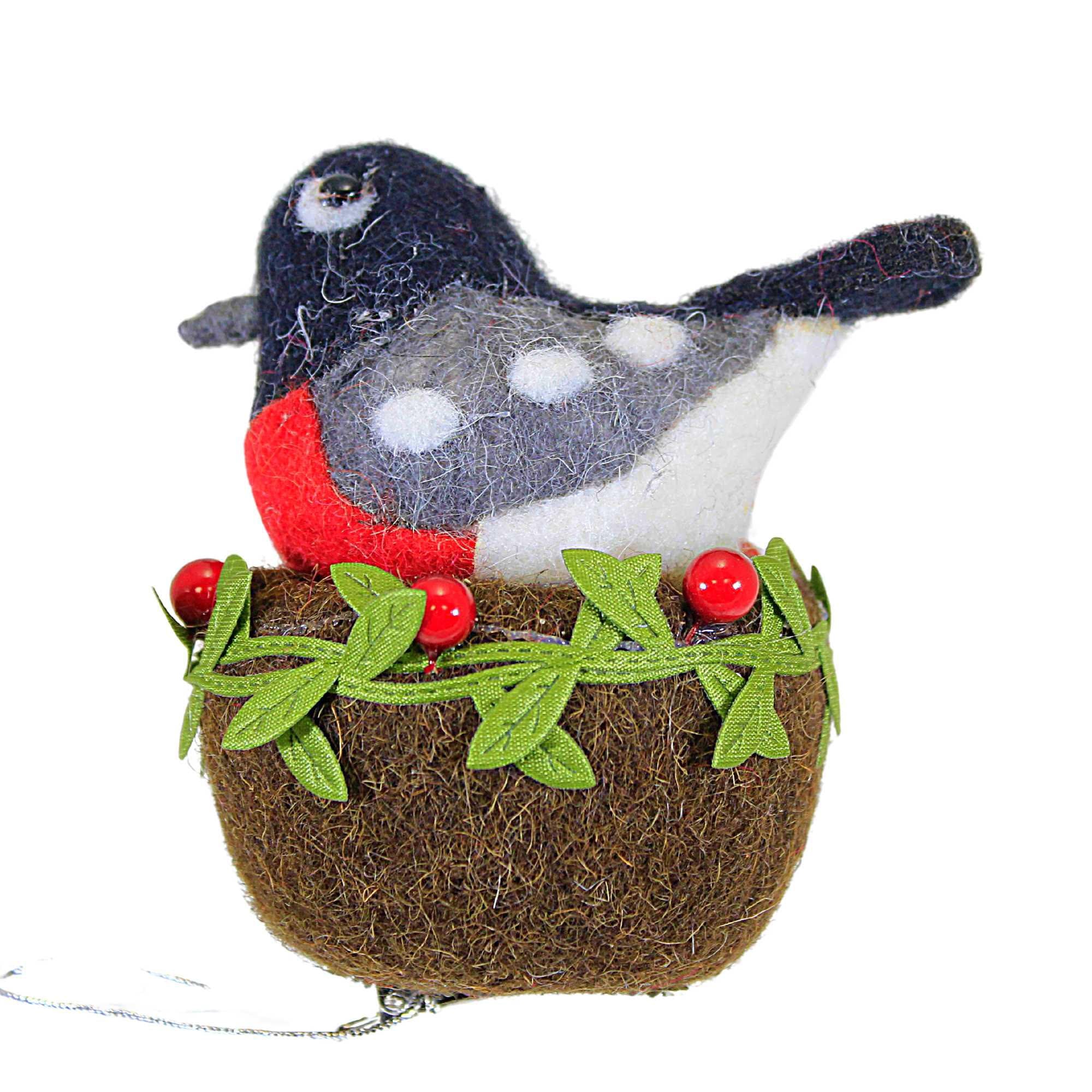 Ganz Bird In Nest Ornament - One Ornament 3.75 Inch, Wool - Clip-On ...