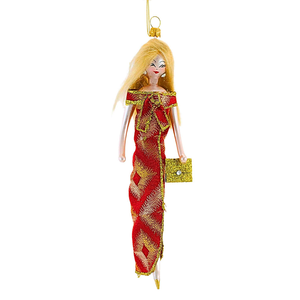 De Carlini Italian Ornaments 7.00In Victoria In Orange Dress, Glass ...
