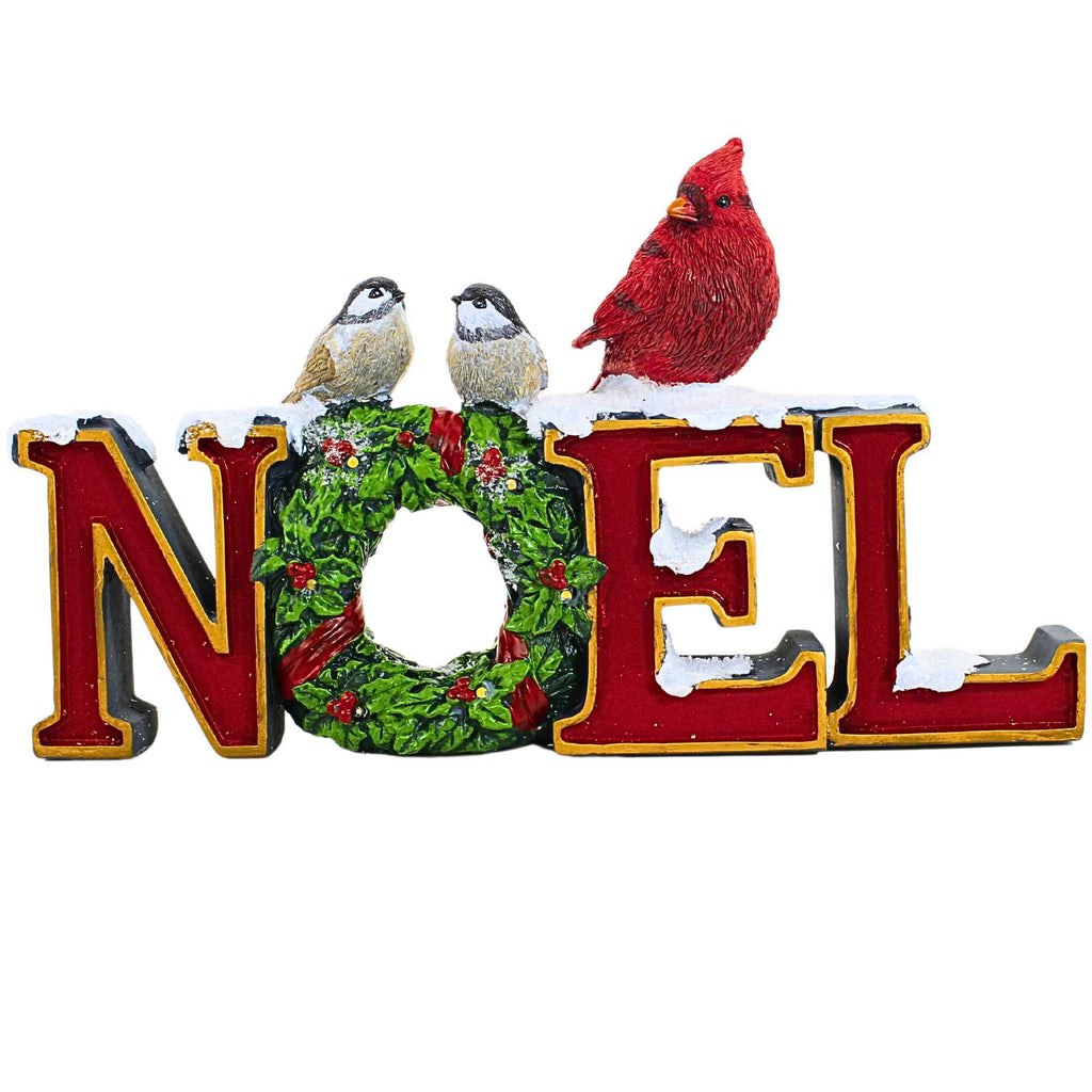 Roman 6.75In Noel Cardinal Figurine, Polyresin, Wreath Lighted Red Bird ...