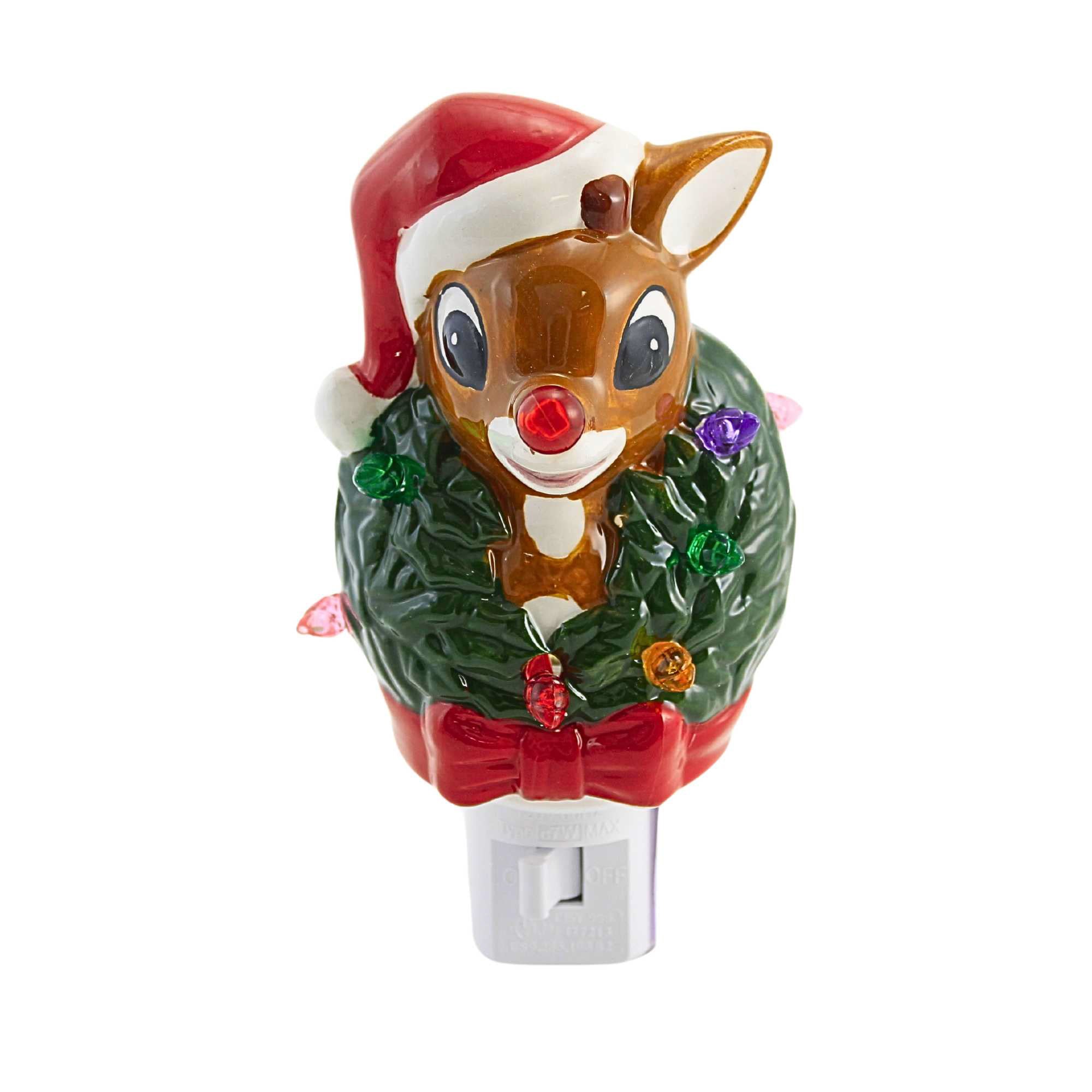 Roman 5.50In Rudolph Night Light, Ceramic, Red Nose Reindeer 160073 ...