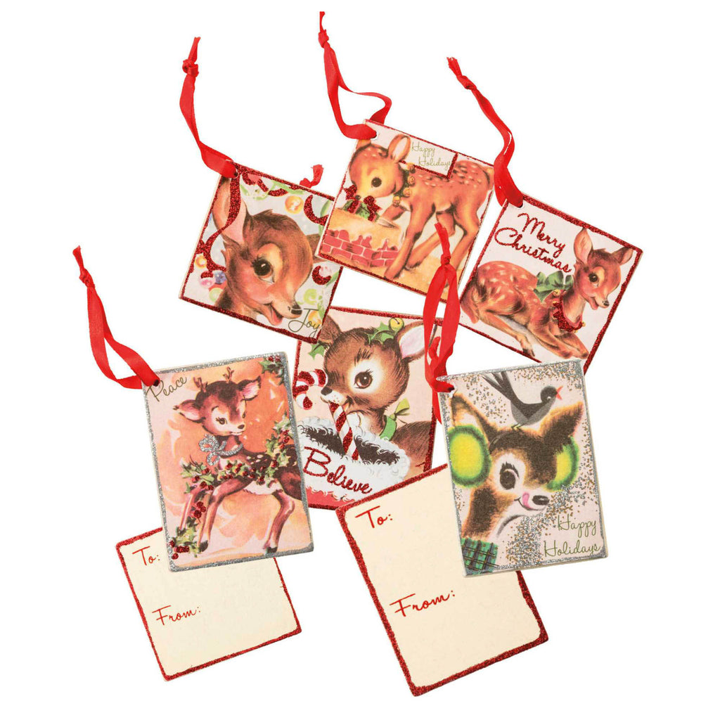 Primitives By Kathy 3.50In Deer Gift Tag Set, Wood, Retro-Looking ...