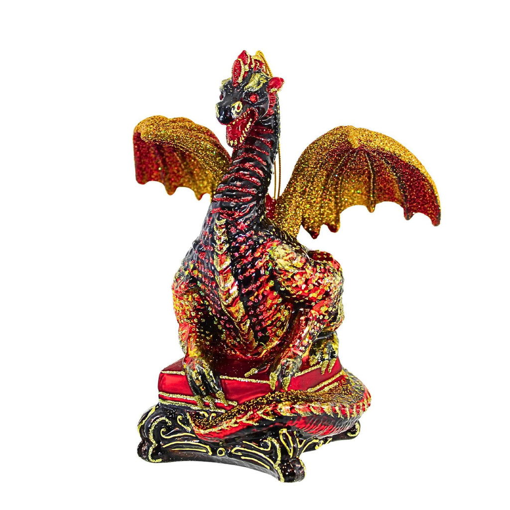 Glitter Lab 6.25In Red Dragon Ornament, Glass, Hand Painted Glittered ...