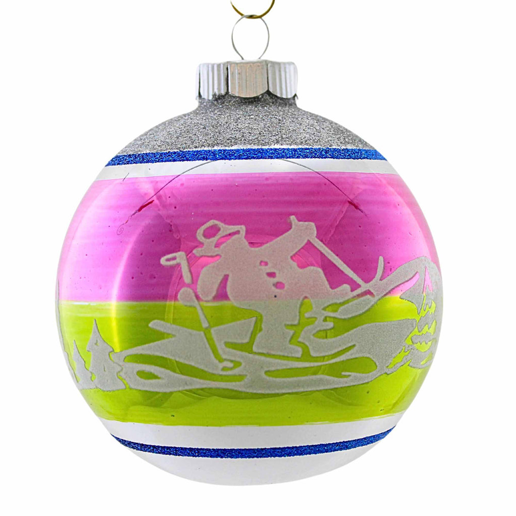 Christopher Radko Company 4.25In Snowman Ski Flocked Ball, Glass, Shiny ...