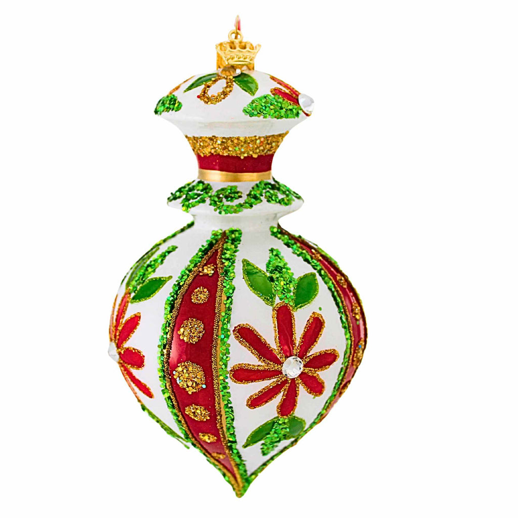 Ornament King 6.00In Holiday, Glass, Drop Christmas Flower Ornament ...