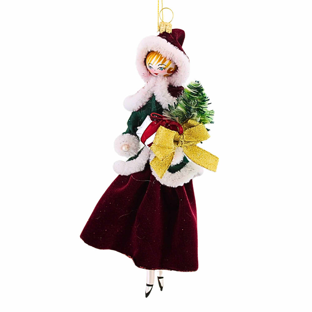 De Carlini Italian Ornaments 6.25In Isabella Evergreen, Glass ...