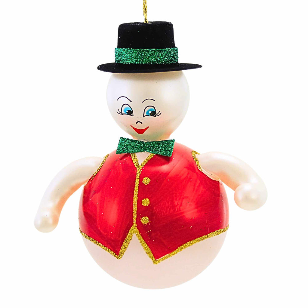 De Carlini Italian Ornaments 5.00In Merry Barry, Glass, Snowman Italian ...