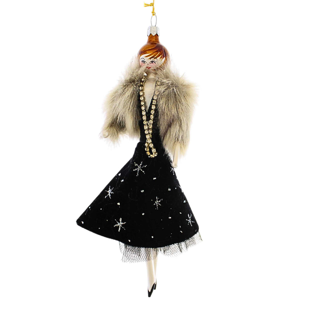 De Carlini Italian Ornaments 6.50In Lady With Black Velvet Skirt ...