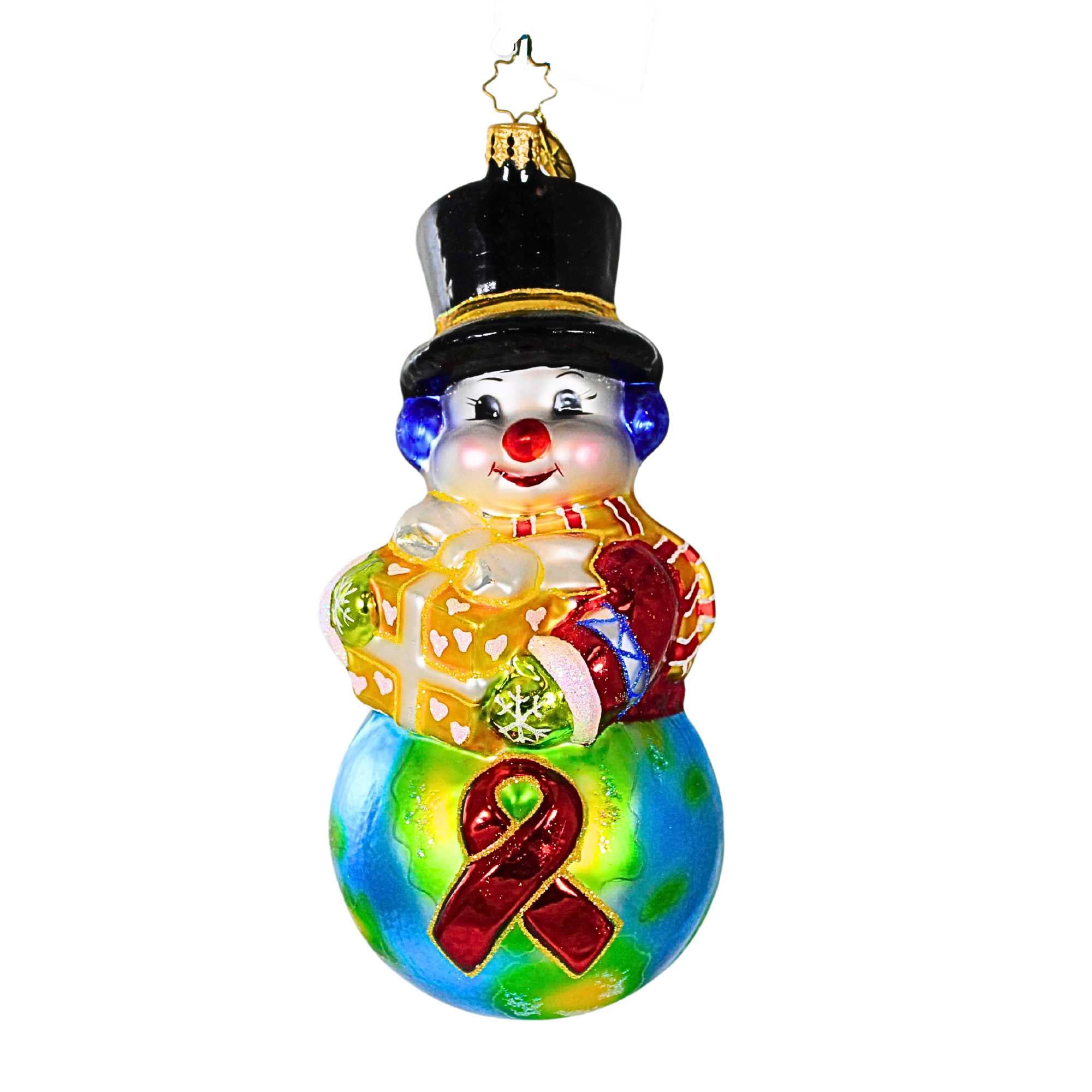 Christopher Radko Global Concern Blown Glass Ornament Snowman Aids ...