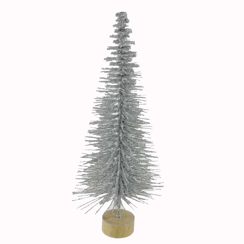 9.00In Silver Glitter Table Tree, Sisal & Wood, Decoration Display ...