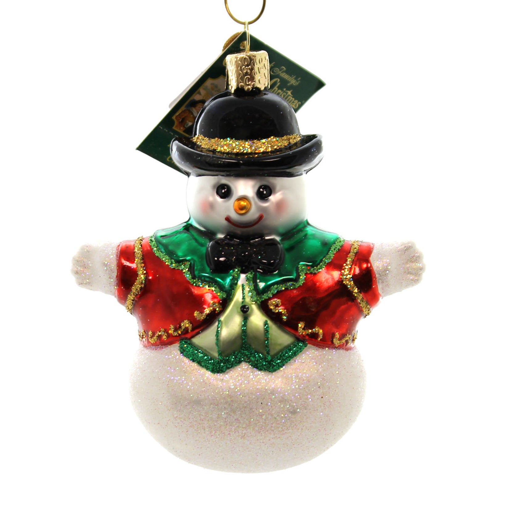 Old World Christmas Bowler Hat Snowboy Glass Snowman Winter Fun 24161 ...