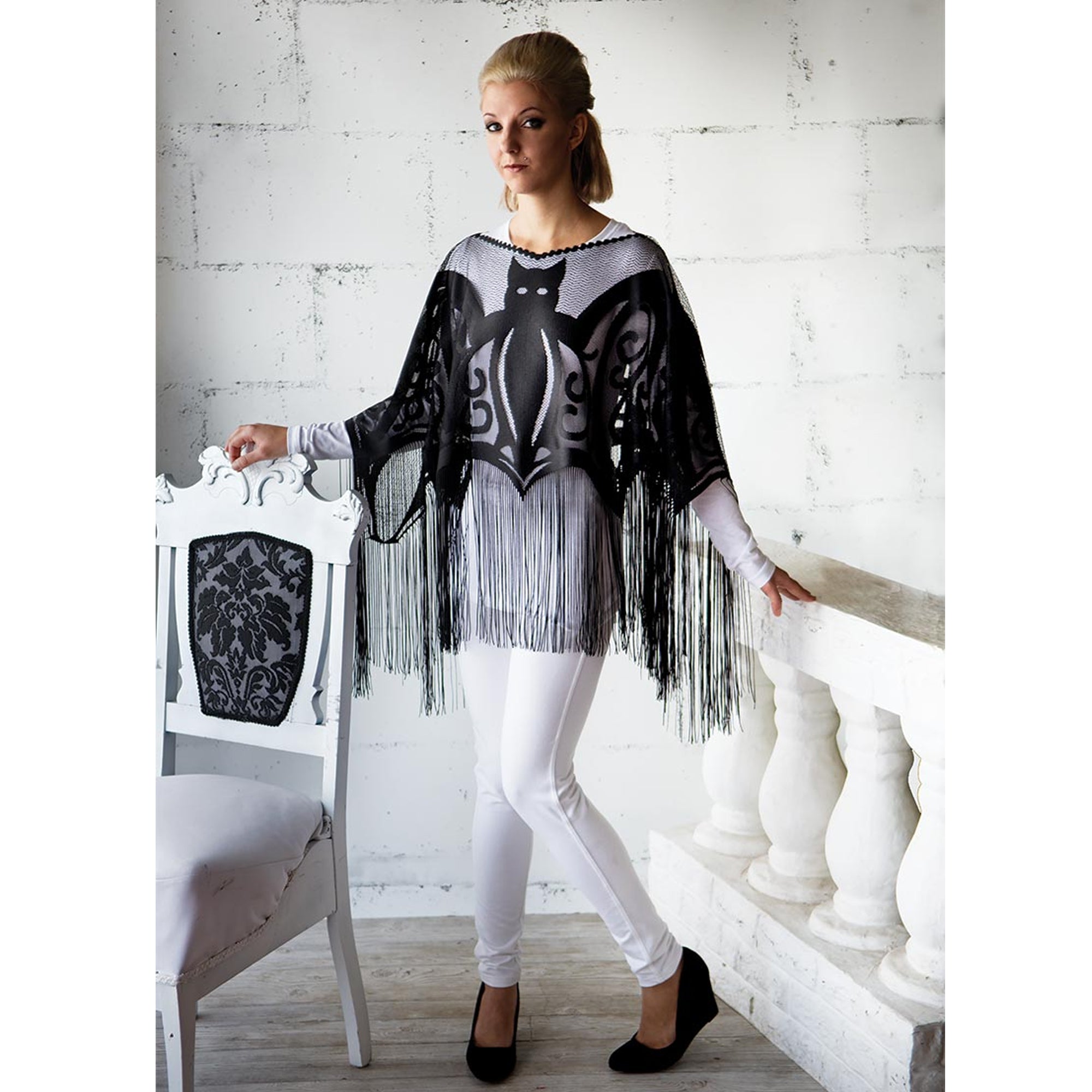 Halloween Bats Poncho Polyester Made In Usa Bafpb | SBKGifts.com