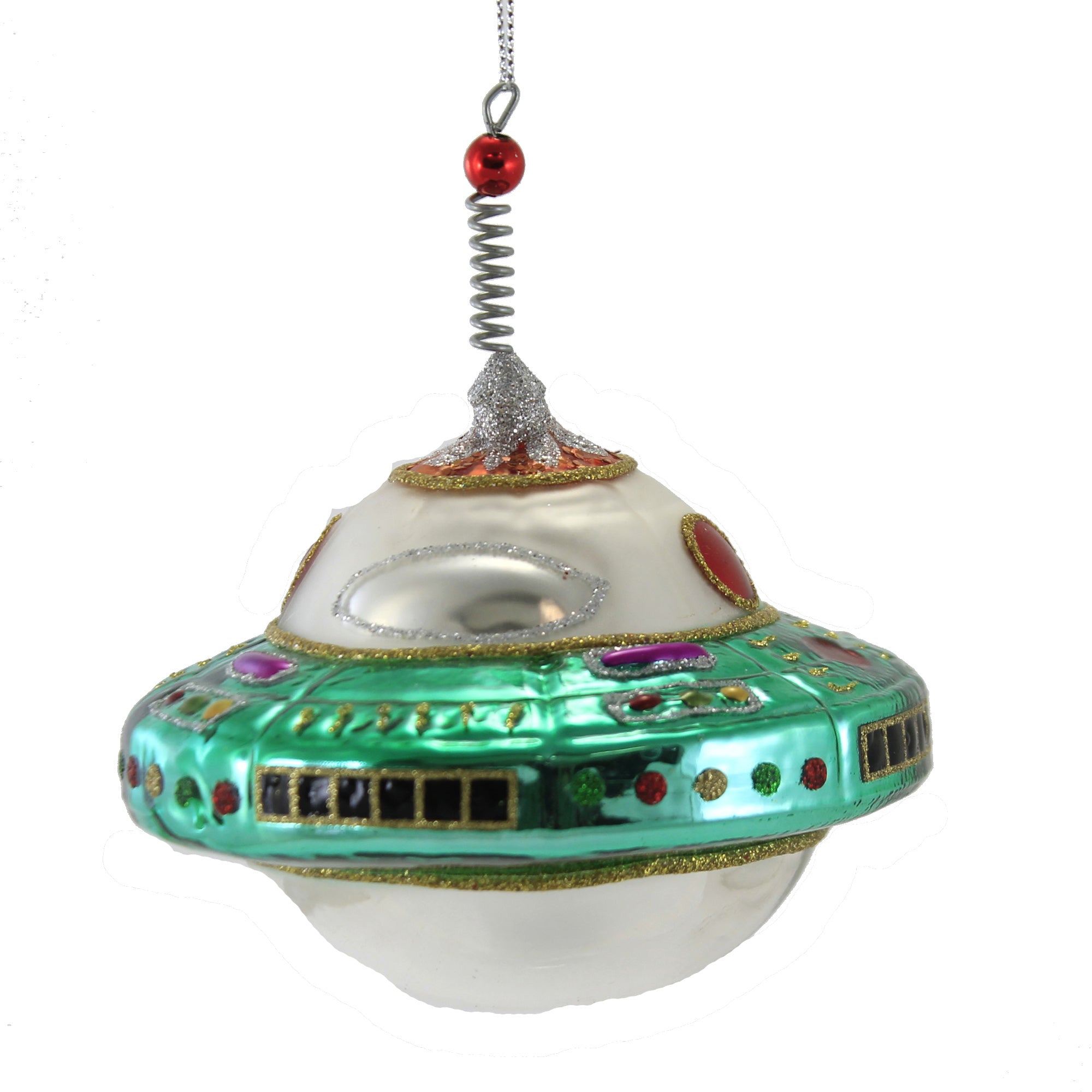 Holiday Ornament Ufo Ornament Glass Christmas Space Ship Alien ...