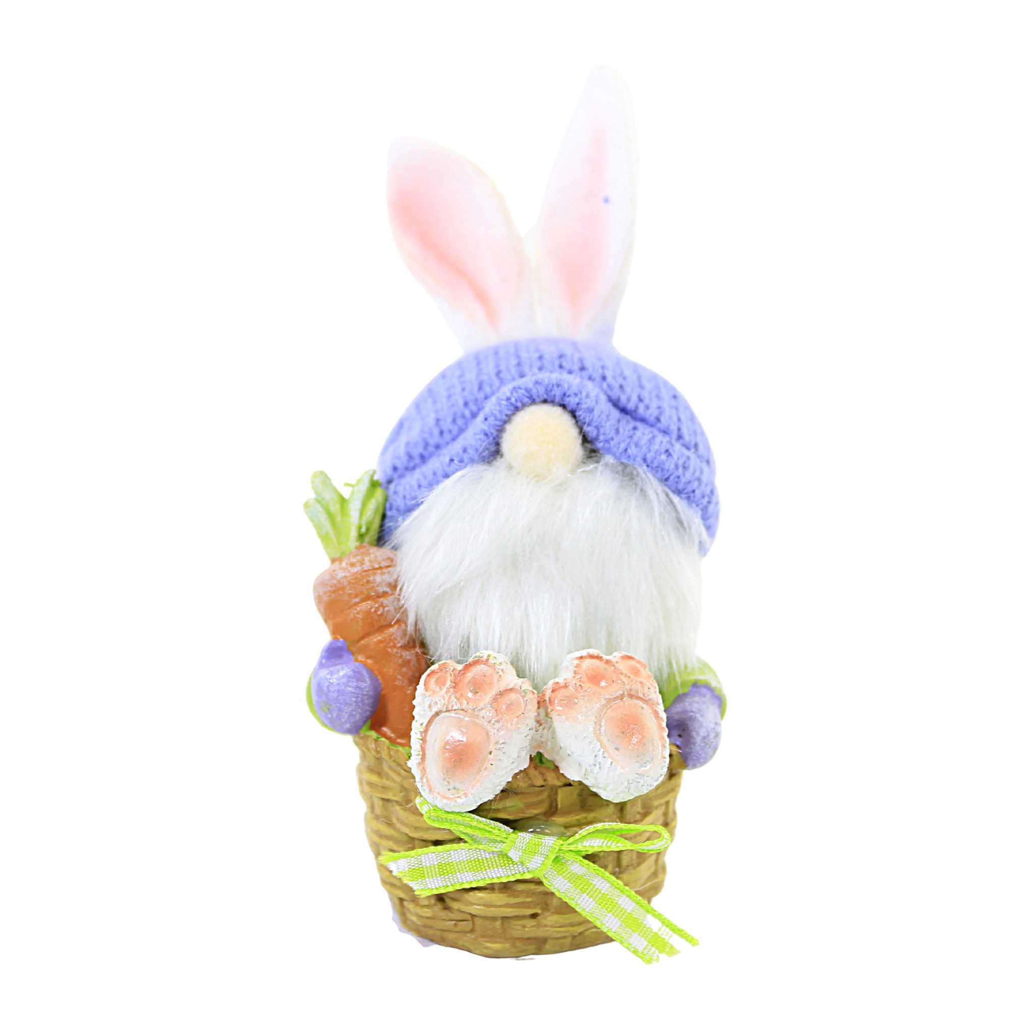 Easter Gnome Bunny Figurine Polyresin Basket Rabbit | SBKGifts.com